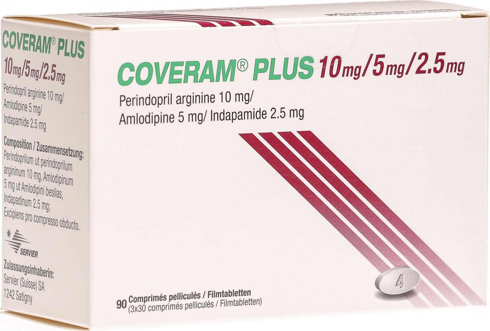 Coveram Plus Filmtabletten 10/5/2.5mg 90 Stück in der Adler Apotheke