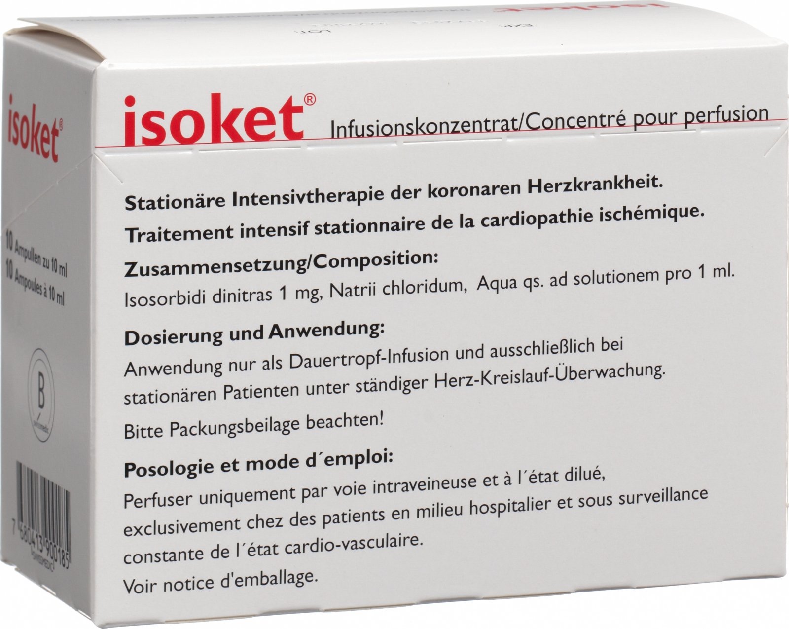 Isoket Infusionskonzentrat 10mg/10ml 10 Ampullen 10ml in der Adler Apotheke