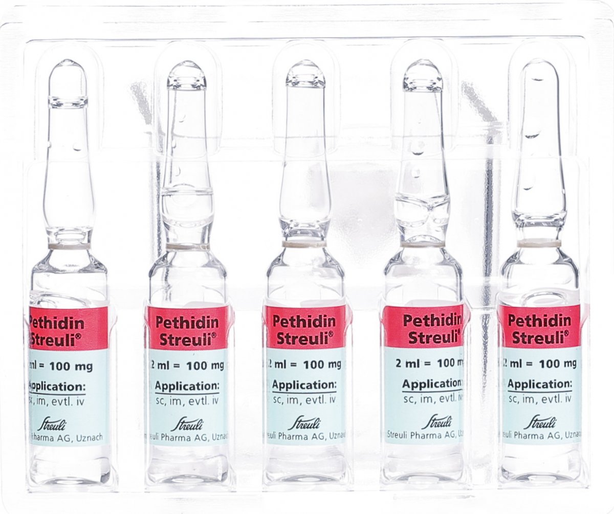 Pethidin Streuli 100mg/2ml 10 Ampullen 2ml in der Adler Apotheke