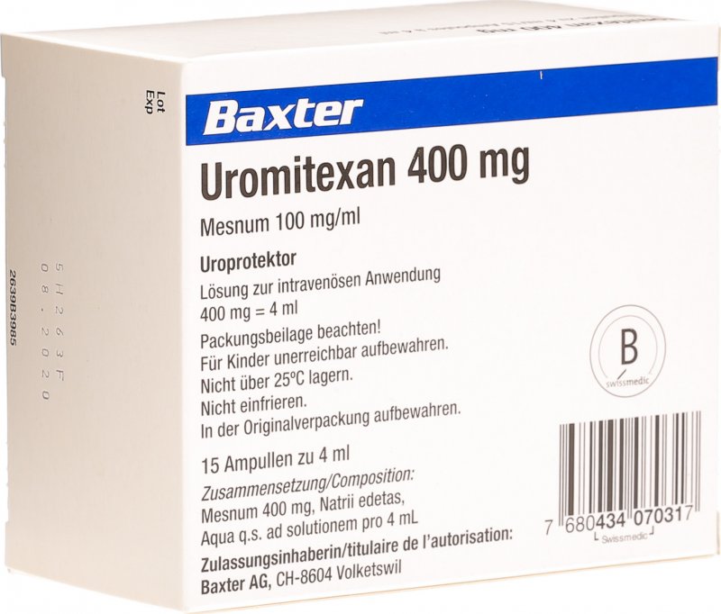 Uromitexan Injektionslösung 400mg/4ml 15 Ampullen 4ml in der Adler Apotheke