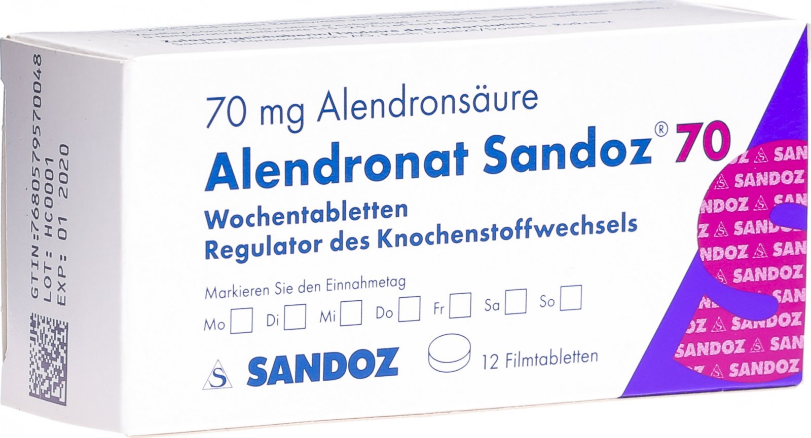 Alendronat Sandoz Filmtabletten 70mg (neu) 12 Stück in der Adler Apotheke