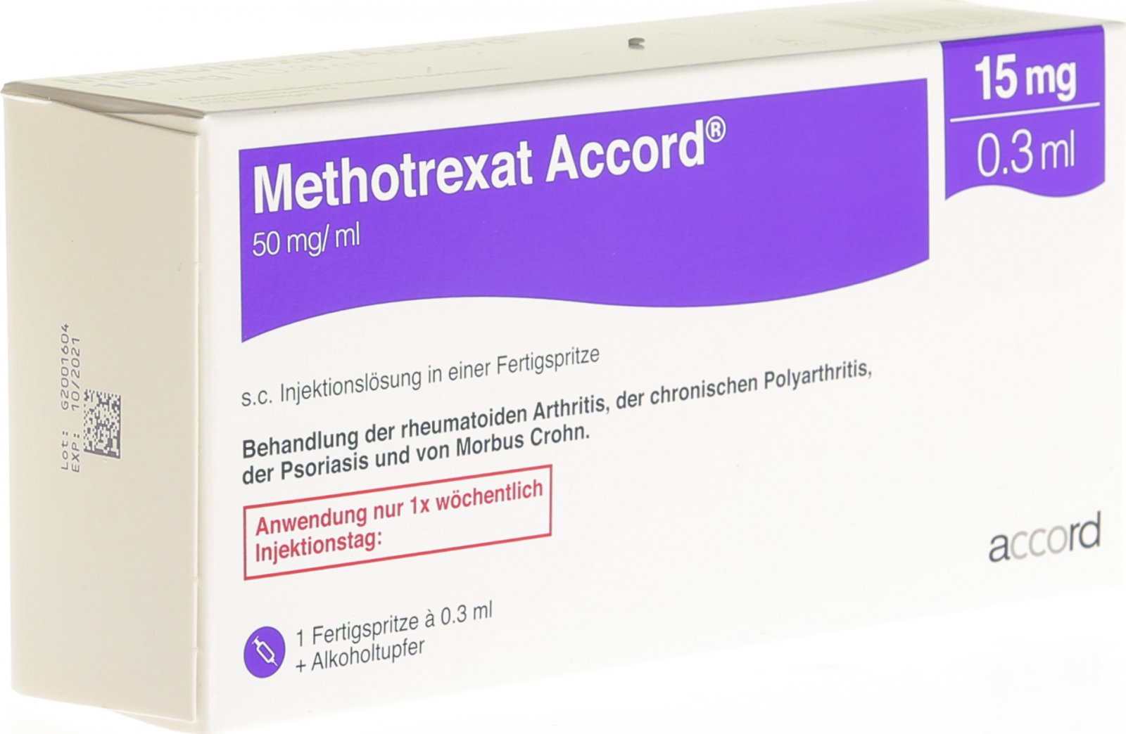 Methotrexat Accord 15mg/0.3ml Fertigspritze 0.3ml in der Adler Apotheke