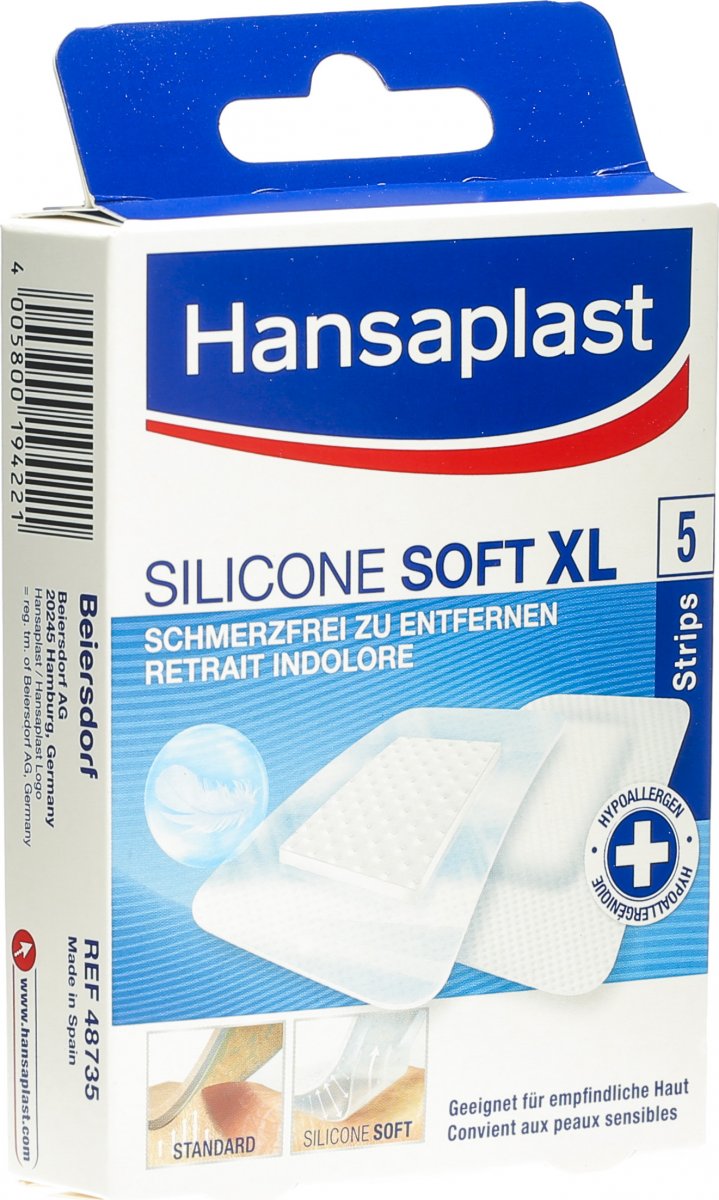 Hansaplast Silikon Pflaster Large (neu) 5 Stück in der Adler Apotheke