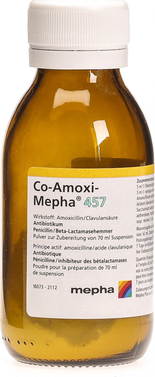 Co Amoxi Mepha Pulver 457mg Suspension 70ml in der Adler Apotheke