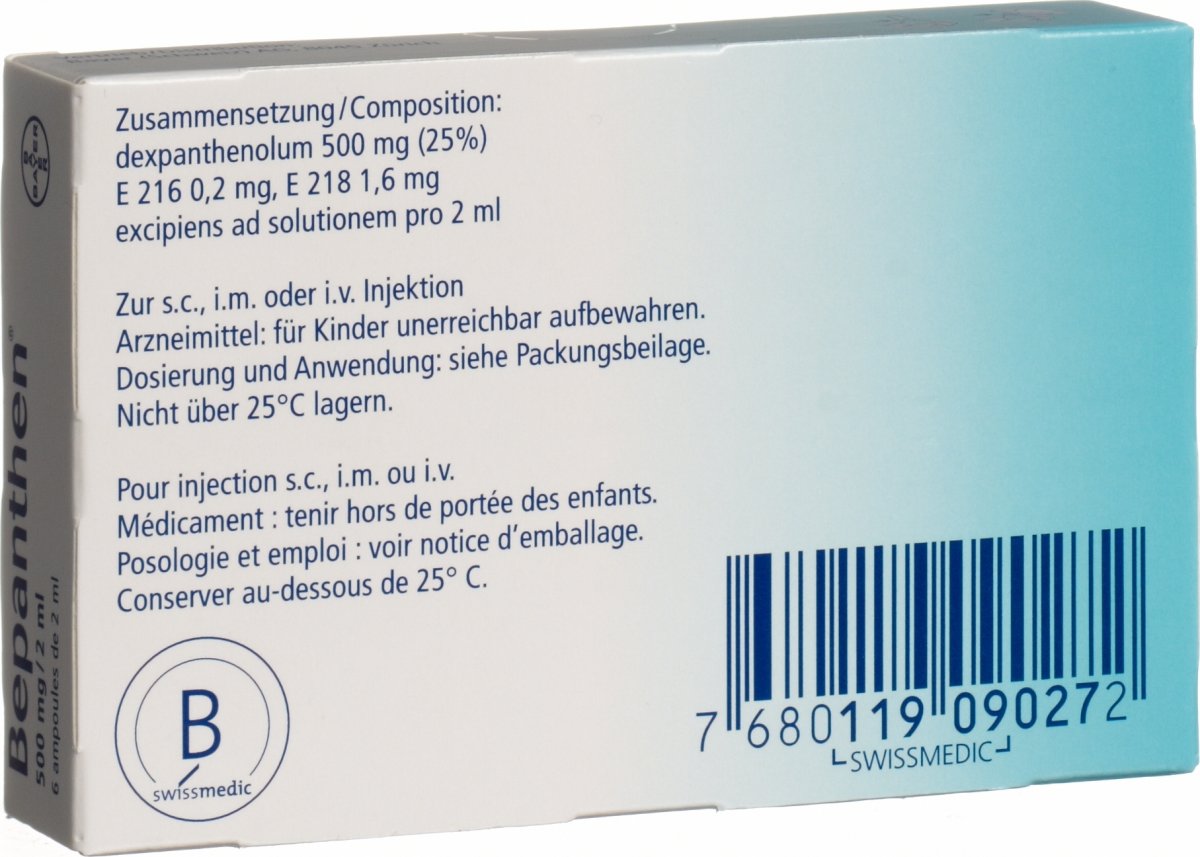 Bepanthen Injektionslösung 500mg/2ml 6 Ampullen 2ml in der Adler Apotheke