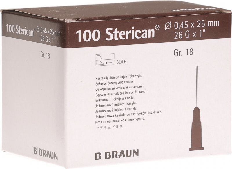 Sterican Nadel 26g 0.45x25mm Braun Luer 100 Stück in der Adler Apotheke