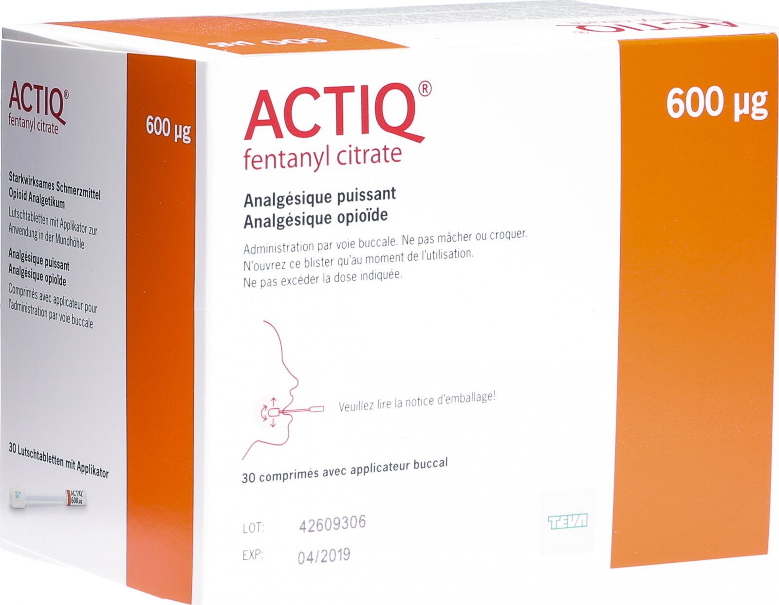 Actiq Lutschtabletten 600mcg M Applikator 30 Stück in der Adler Apotheke