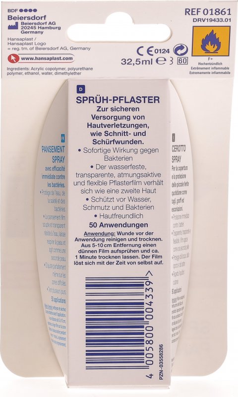 Hansaplast Sprüh-Pflaster Spray 32.5ml in der Adler Apotheke Hansaplast Sprüh-Pflaster Spray 32.5ml in der Adler Apotheke
