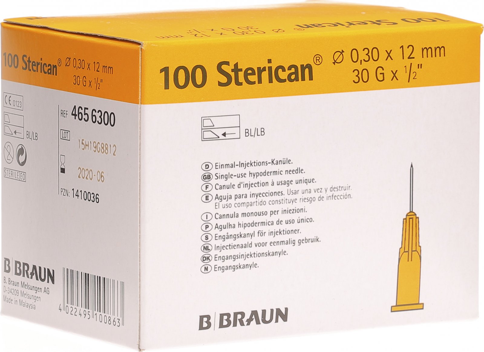 Sterican Nadel 30g 0.30x12mm Gelb Luer 100 Stück in der Adler Apotheke