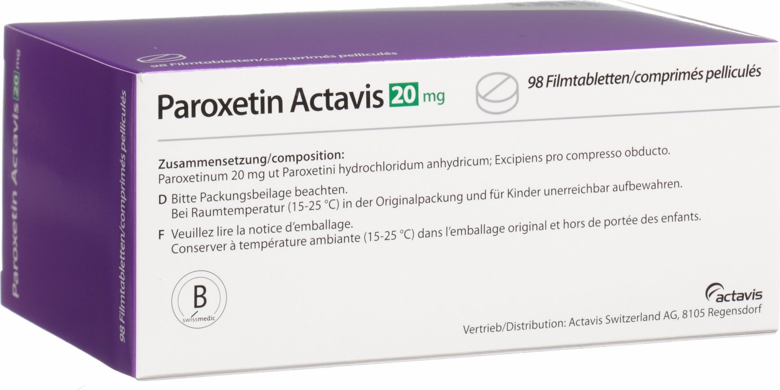Paroxetin Actavis Filmtabletten 20mg 98 Stück in der Adler Apotheke