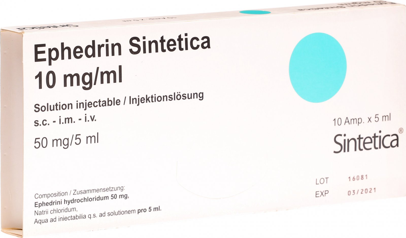 Ephedrin Sintetica Injektionslösung 50mg/5ml 10 Ampullen 5ml in der ...