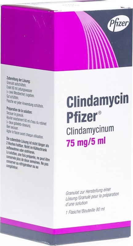 Clindamycin Pfizer Granulat 75mg/5ml Flasche 80ml in der Adler Apotheke