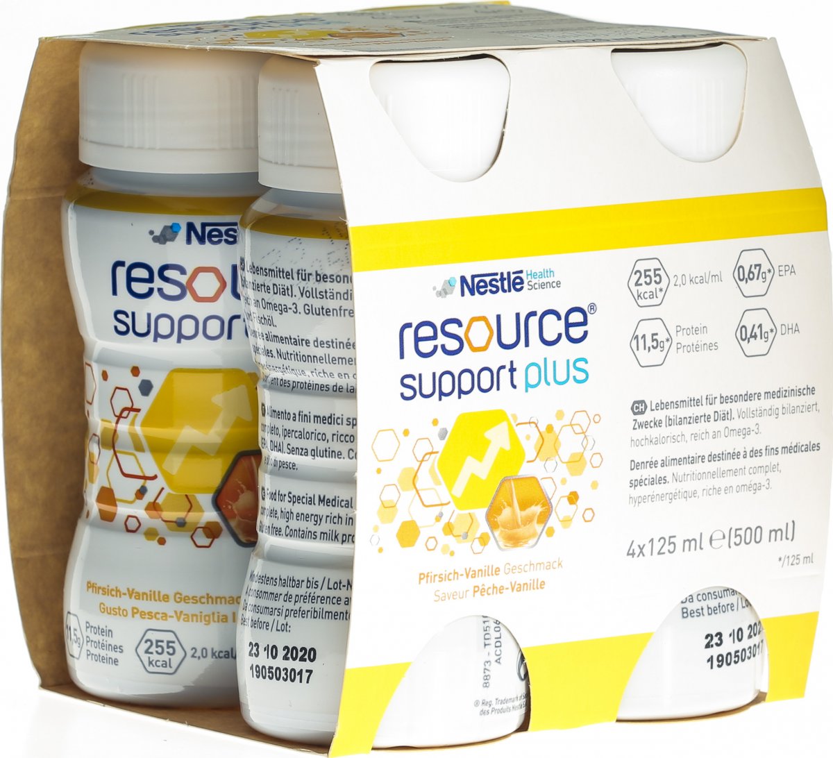 Resource Support Plus Pfirsich-Vanille 4x 125ml in der Adler Apotheke