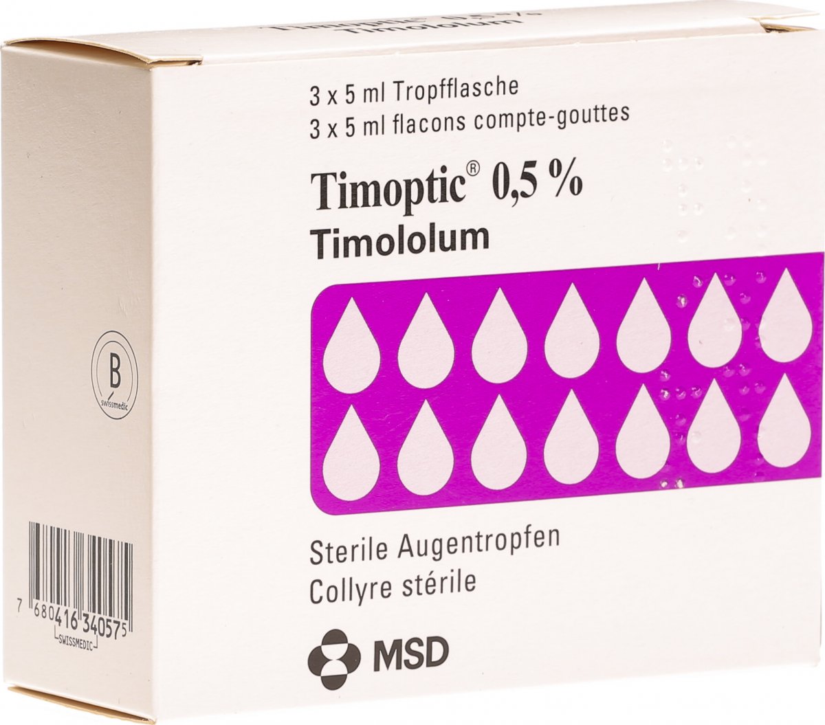 Timoptic Augentropfen 0.5% 3x 5ml in der Adler Apotheke