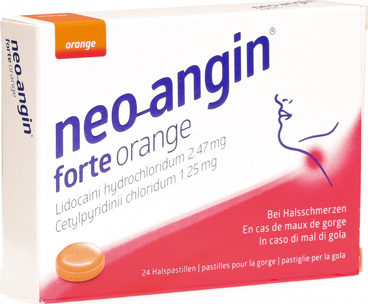 Neo-angin Forte Halspastillen Orange 24 Stück in der Adler Apotheke