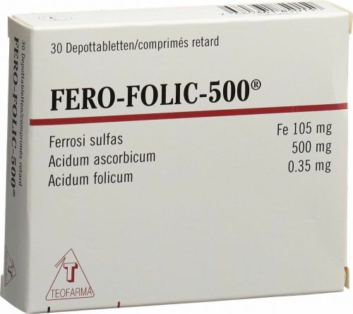 Fero Folic 500 Depottabl 500mg 30 Stück in der Adler Apotheke