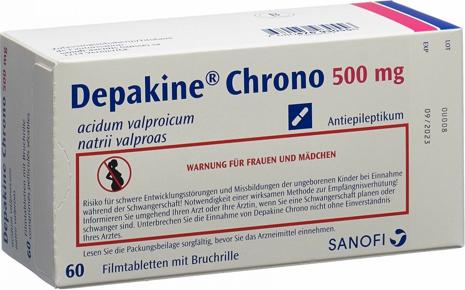 Depakine Chrono Filmtabletten 500mg Teilb 60 Stück in der Adler Apotheke