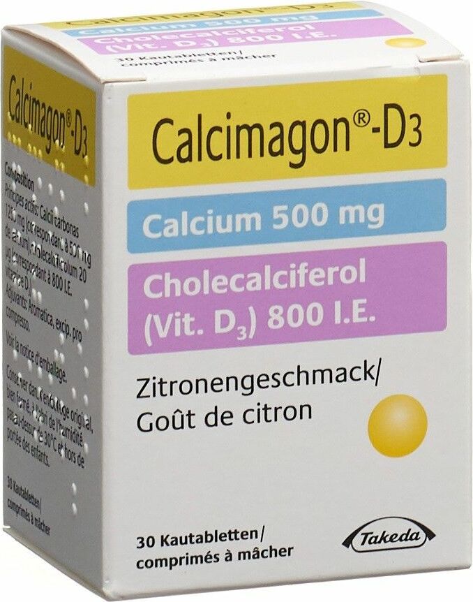 Calcimagon D3 500/800 Zitrone (o Aspar) Dose 30 Stück in der Adler Apotheke