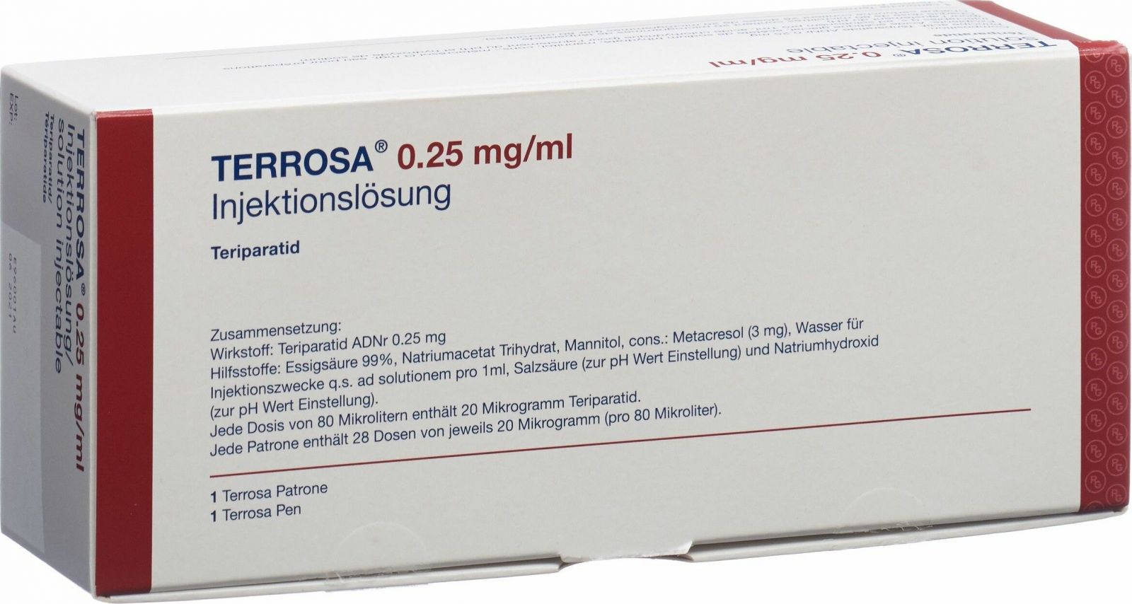 Terrosa Injektionslösung 250mcg/ml mit Pen Patrone 2.4ml in der Adler ...