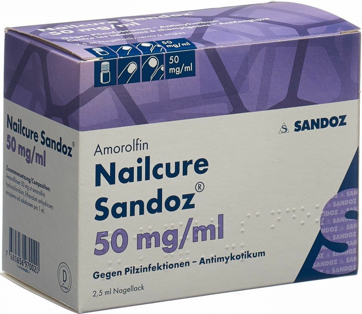 Nailcure Sandoz Nagellack 50mg/ml (d) 2.5ml in der Adler Apotheke