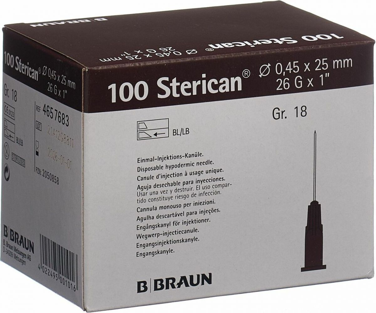 Sterican Nadel 26g 0.45x25mm Braun Luer 100 Stück in der Adler Apotheke