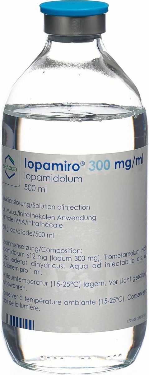 Iopamiro Injektionslösung 300mg/ml 500ml Flasche in der Adler Apotheke