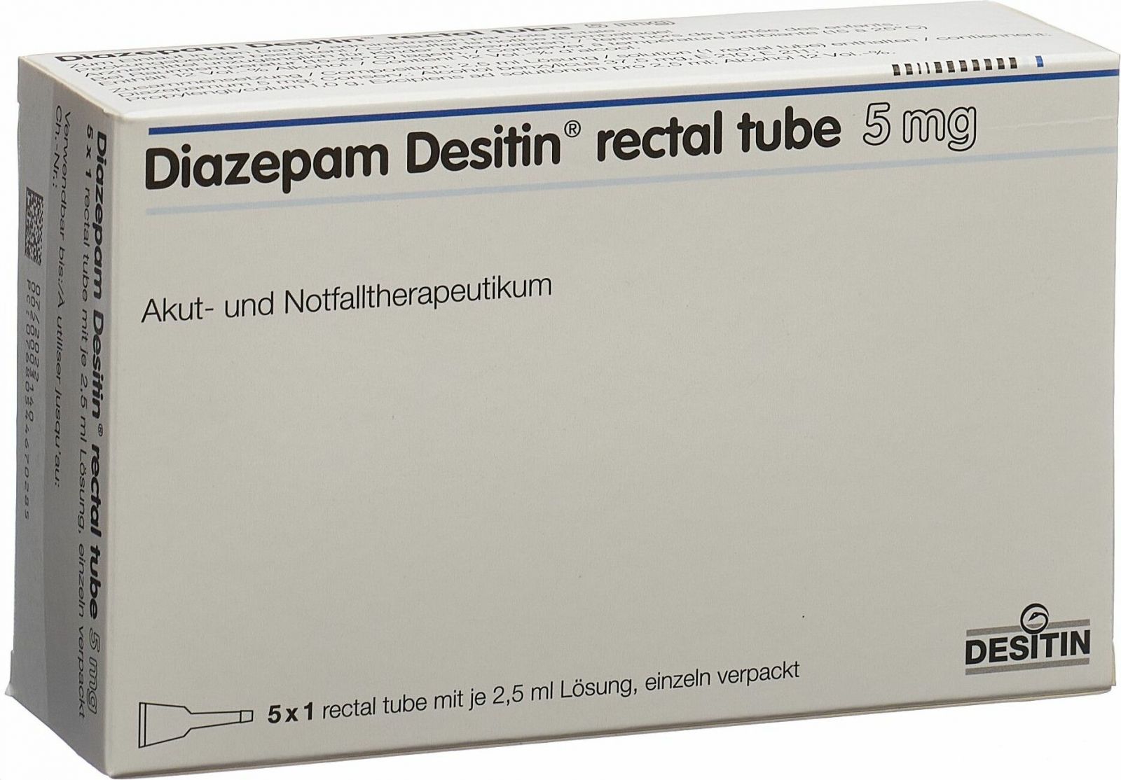 Diazepam Desitin Rectal Tube 5mg 5x 2.5ml in der Adler Apotheke