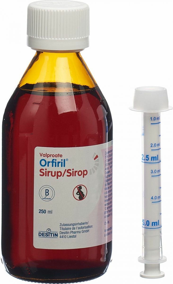 Orfiril Sirup 300mg/5ml M Dosierspritze Flasche 250ml in der Adler Apotheke