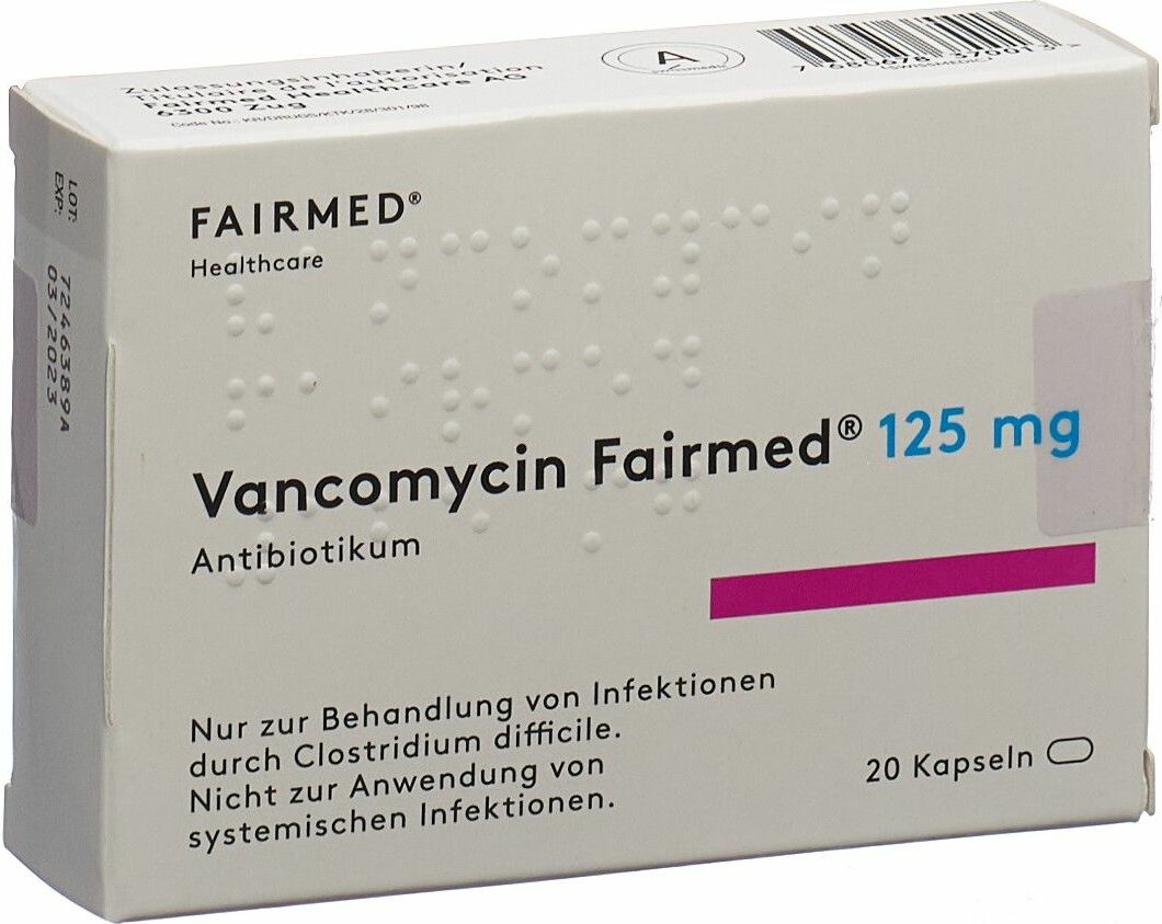 Vancomycin Fairmed Kapseln 125mg 20 Stück in der Adler Apotheke