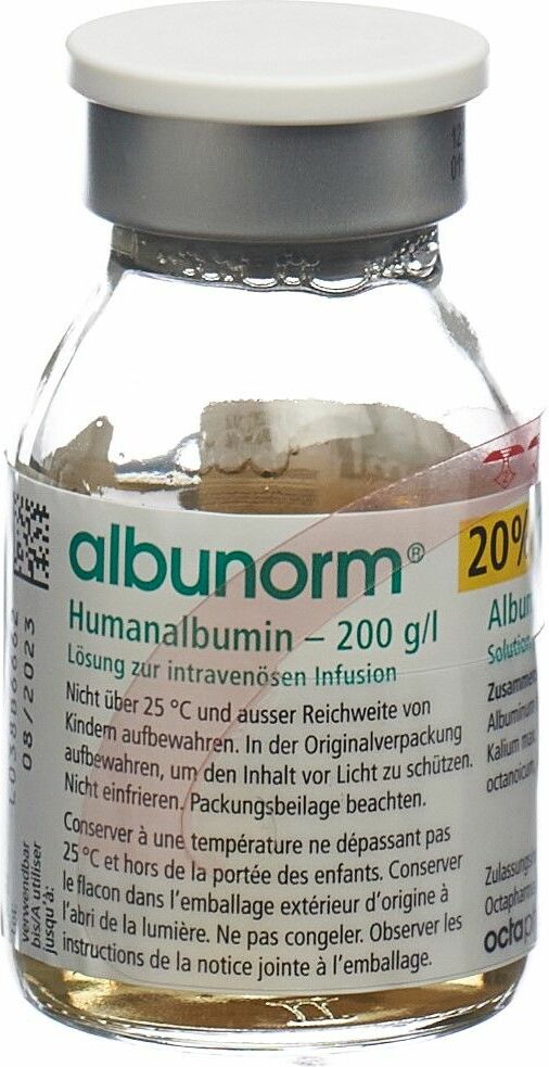Albunorm 20% 10g/50ml 50ml Glasflasche in der Adler Apotheke