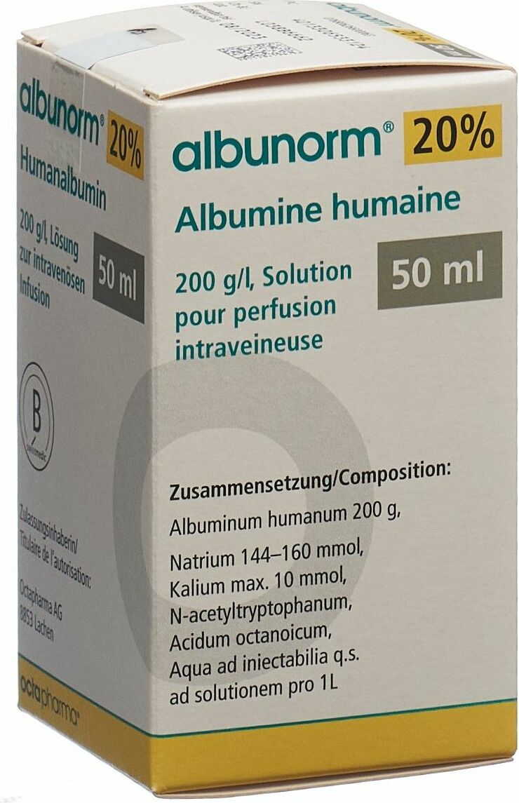 Albunorm 20% 10g/50ml 50ml Glasflasche in der Adler Apotheke