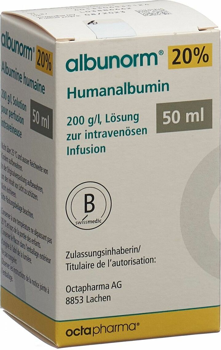 Albunorm 20% 10g/50ml 50ml Glasflasche in der Adler Apotheke