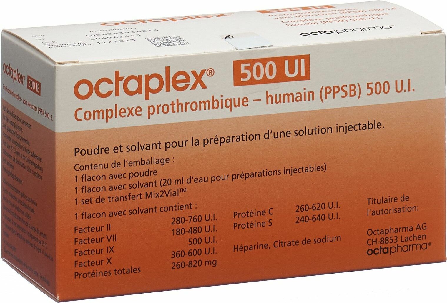 Octaplex 500 Trockensubstanz C Solv Durchstechflasche in der Adler Apotheke