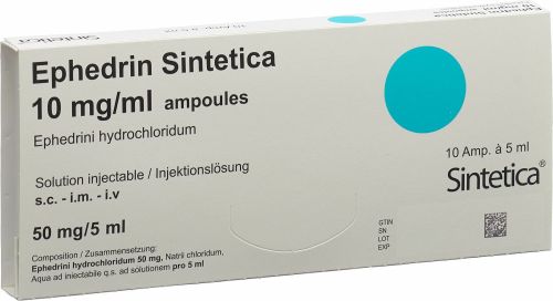 Ephedrin Sintetica Injektionslösung 50mg/5ml 10 Ampullen 5ml in der ...