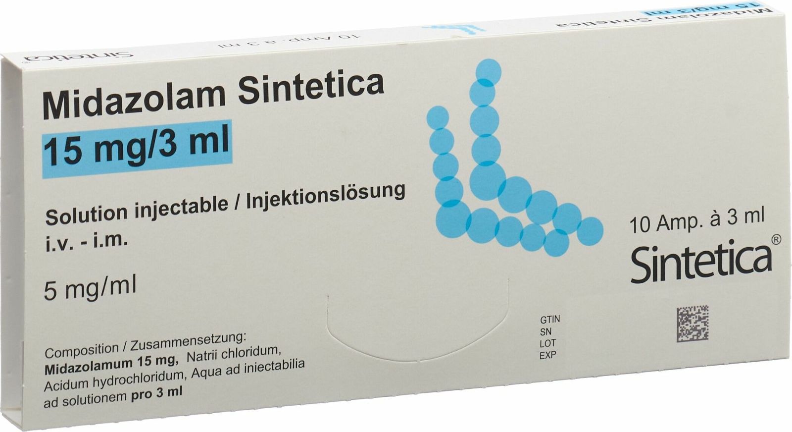 Midazolam Sintetica 15mg/3ml 10 Ampullen 3ml in der Adler Apotheke