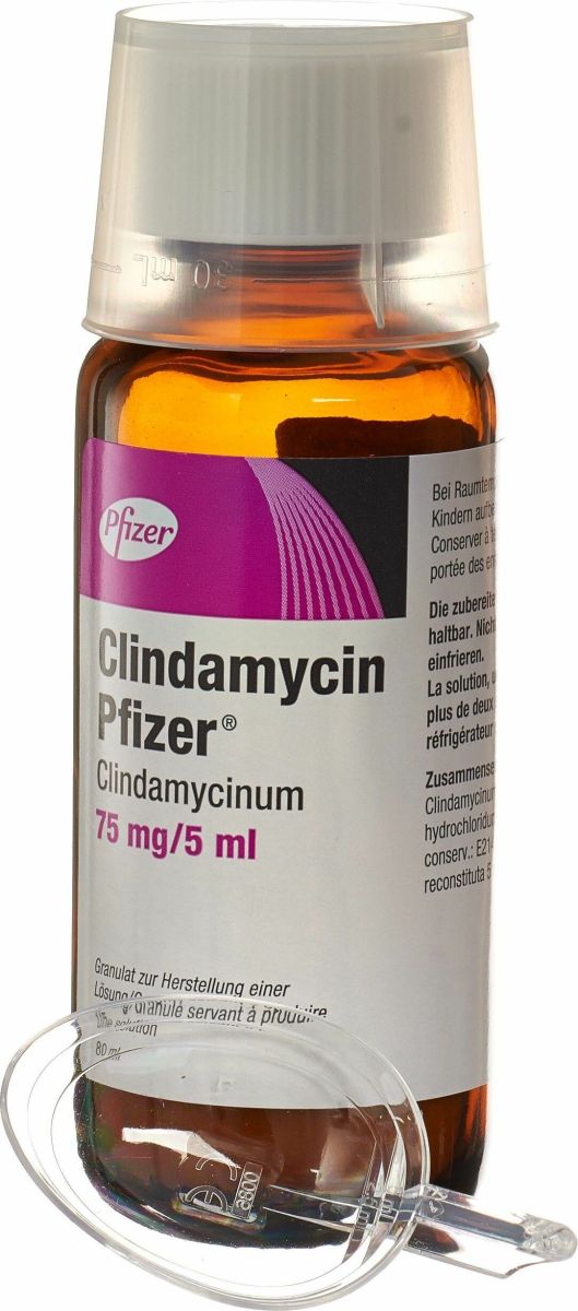 Clindamycin Pfizer Granulat 75mg/5ml Flasche 80ml in der Adler Apotheke