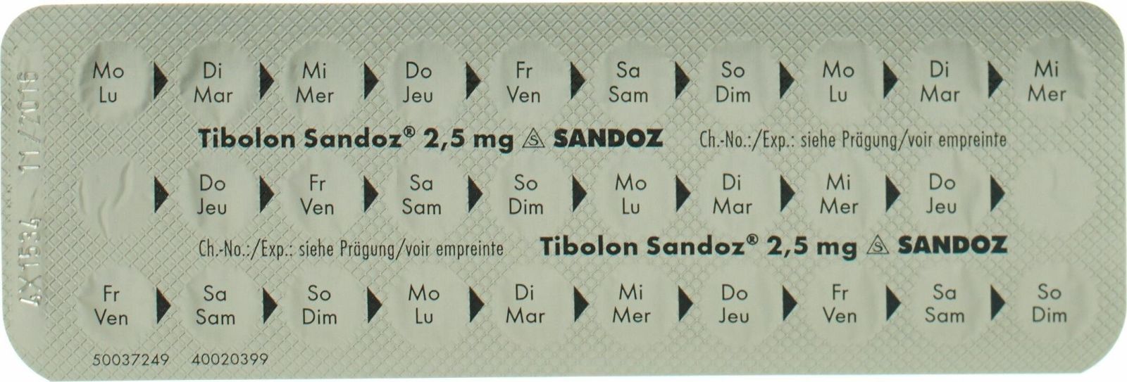Tibolon Sandoz Tabletten 2.5mg 28 Stück in der Adler Apotheke
