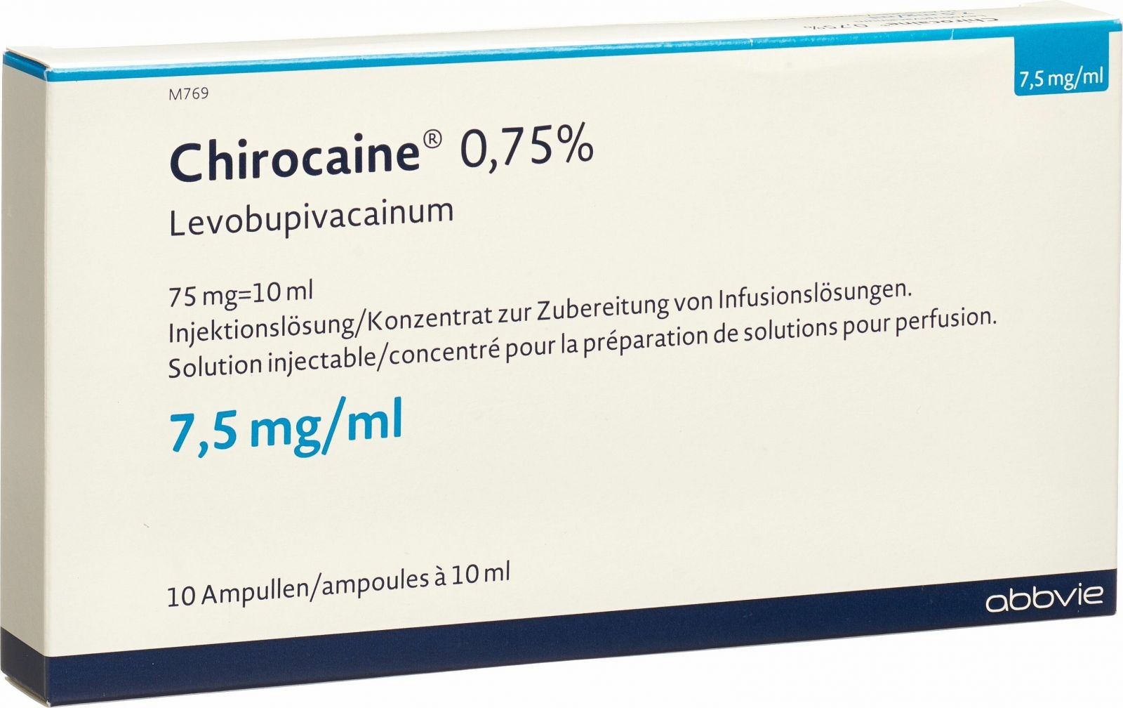 Chirocaine Injektionslösung 0.75% 10 Ampullen 10ml in der Adler Apotheke
