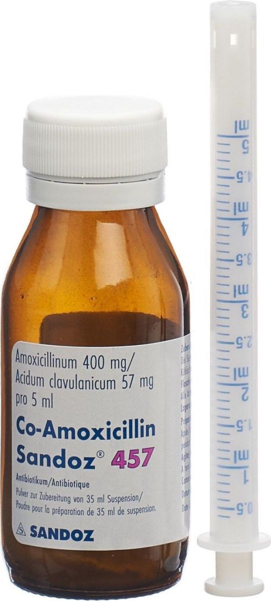 Co Amoxicillin Sandoz Pulver 457mg Suspension 35ml in der Adler Apotheke