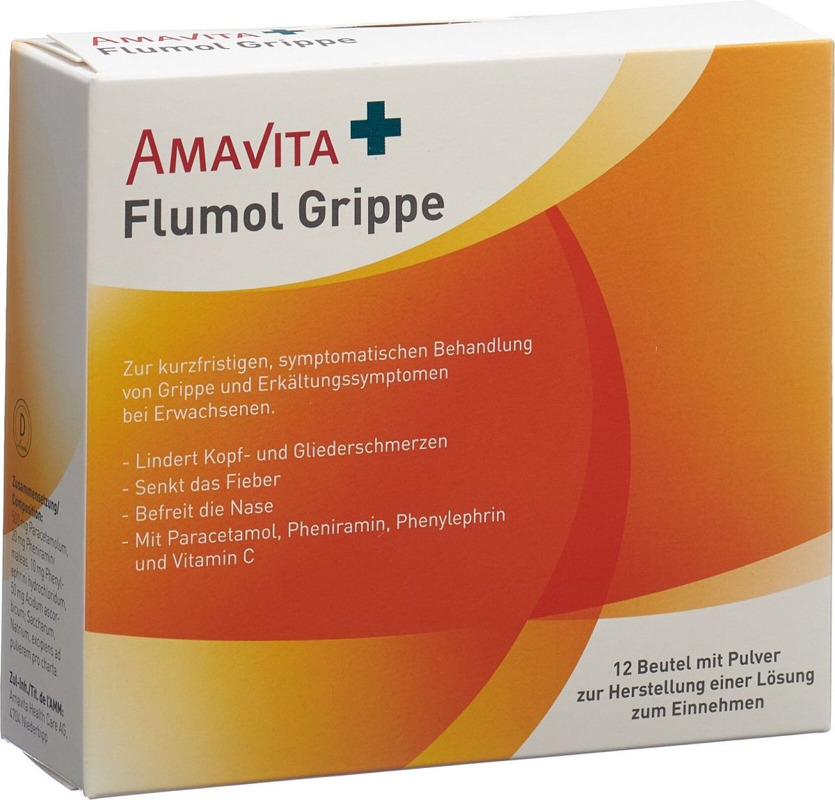 Amavita Flumol Grippe Pulver Beutel 12 Stück in der Adler Apotheke