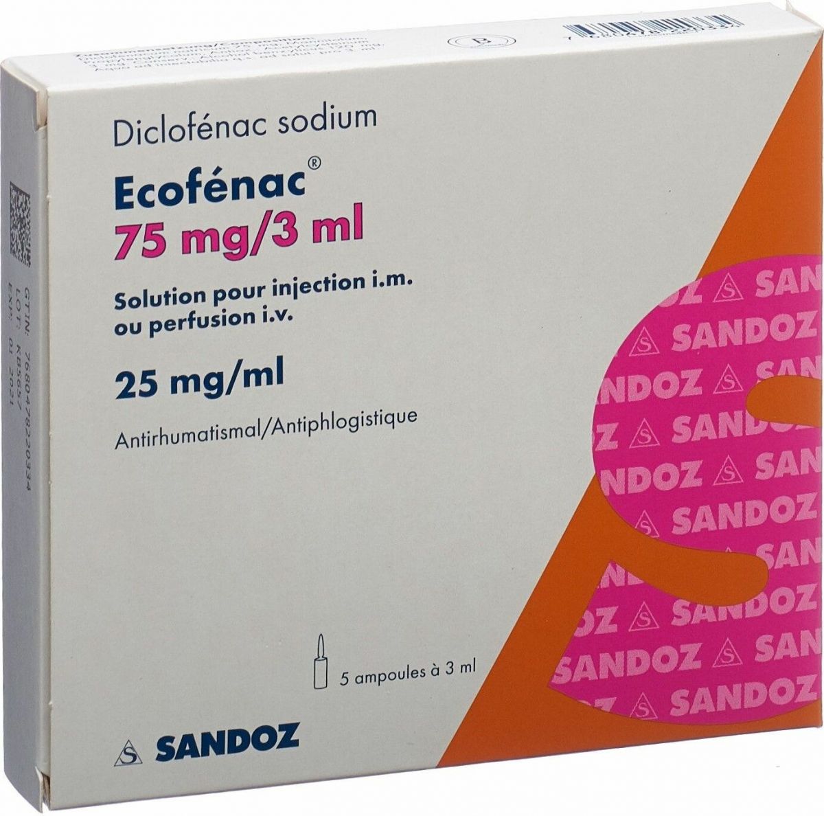 Ecofenac Injektion Infusionspräparat 75mg/3ml 5 Ampullen 3ml in der ...