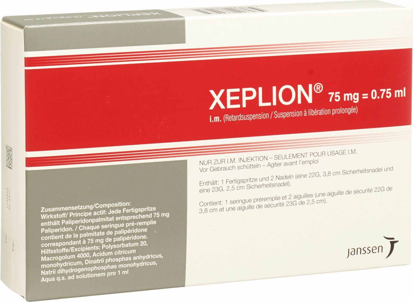 Xeplion Injektionssuspension 75mg/0.75ml Fertigspritze 0.75ml in der ...