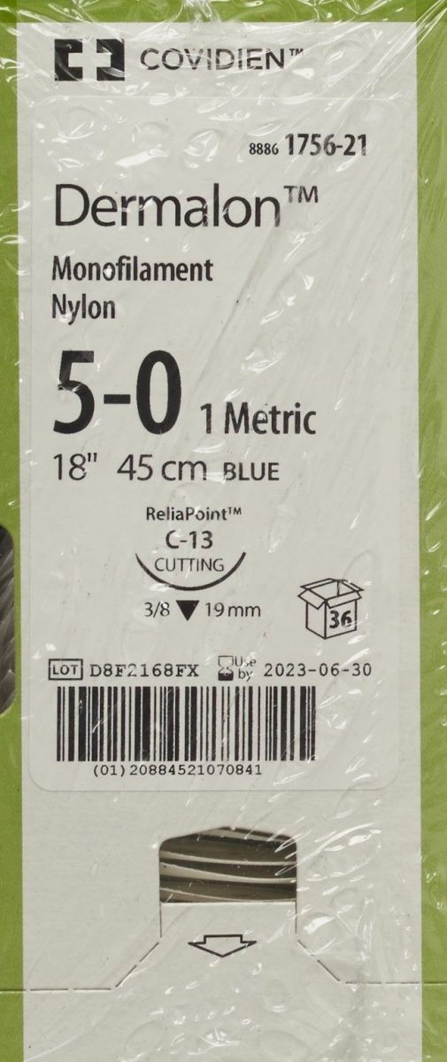 Dermalon 45cm Blau 5-0 C-13 36 Stück in der Adler Apotheke