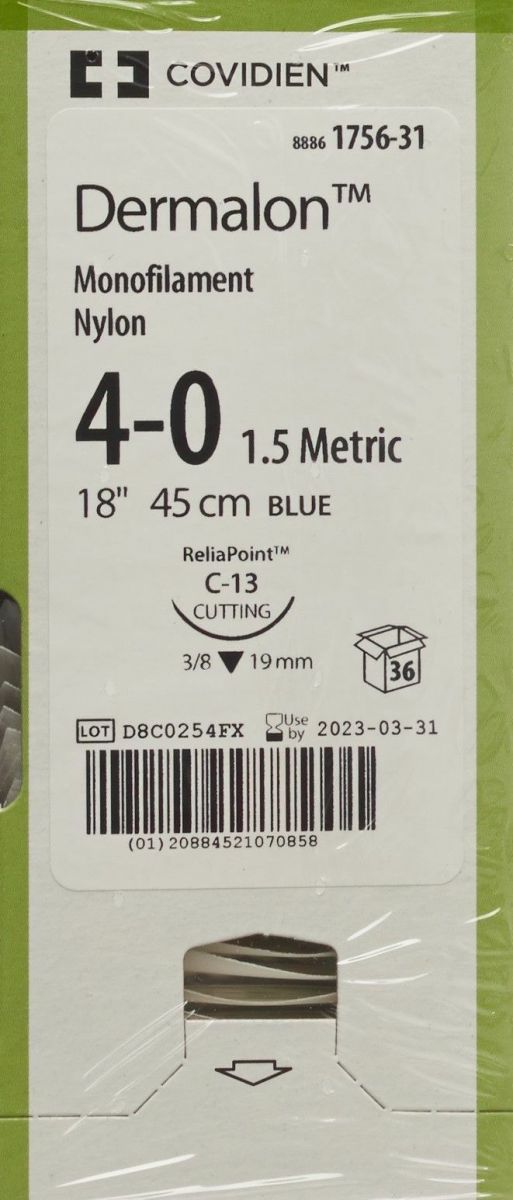 Dermalon 45cm Blau 4-0 C-13 36 Stück in der Adler Apotheke